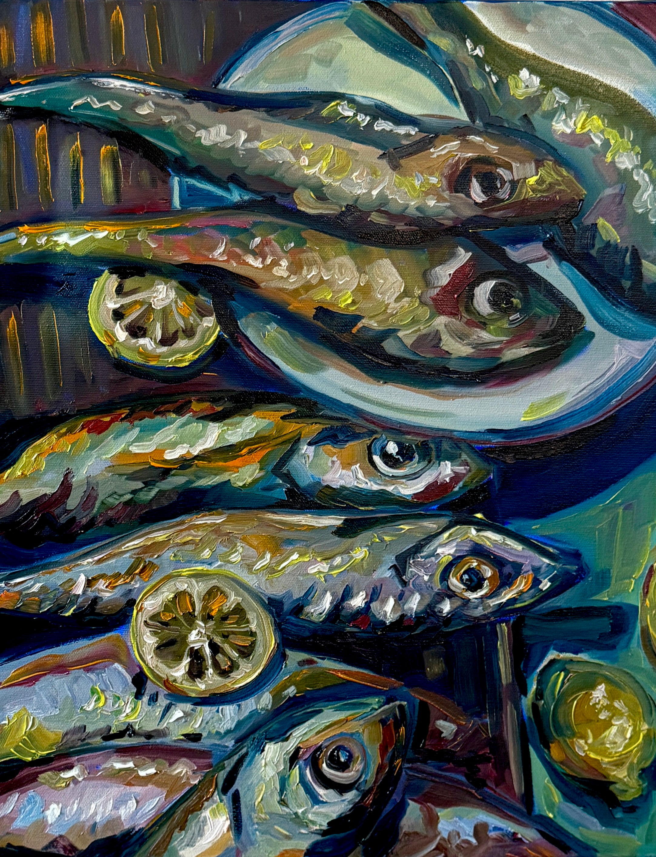 Fish in Cool Tones, 16x20 Inch Original – Maura K Spain
